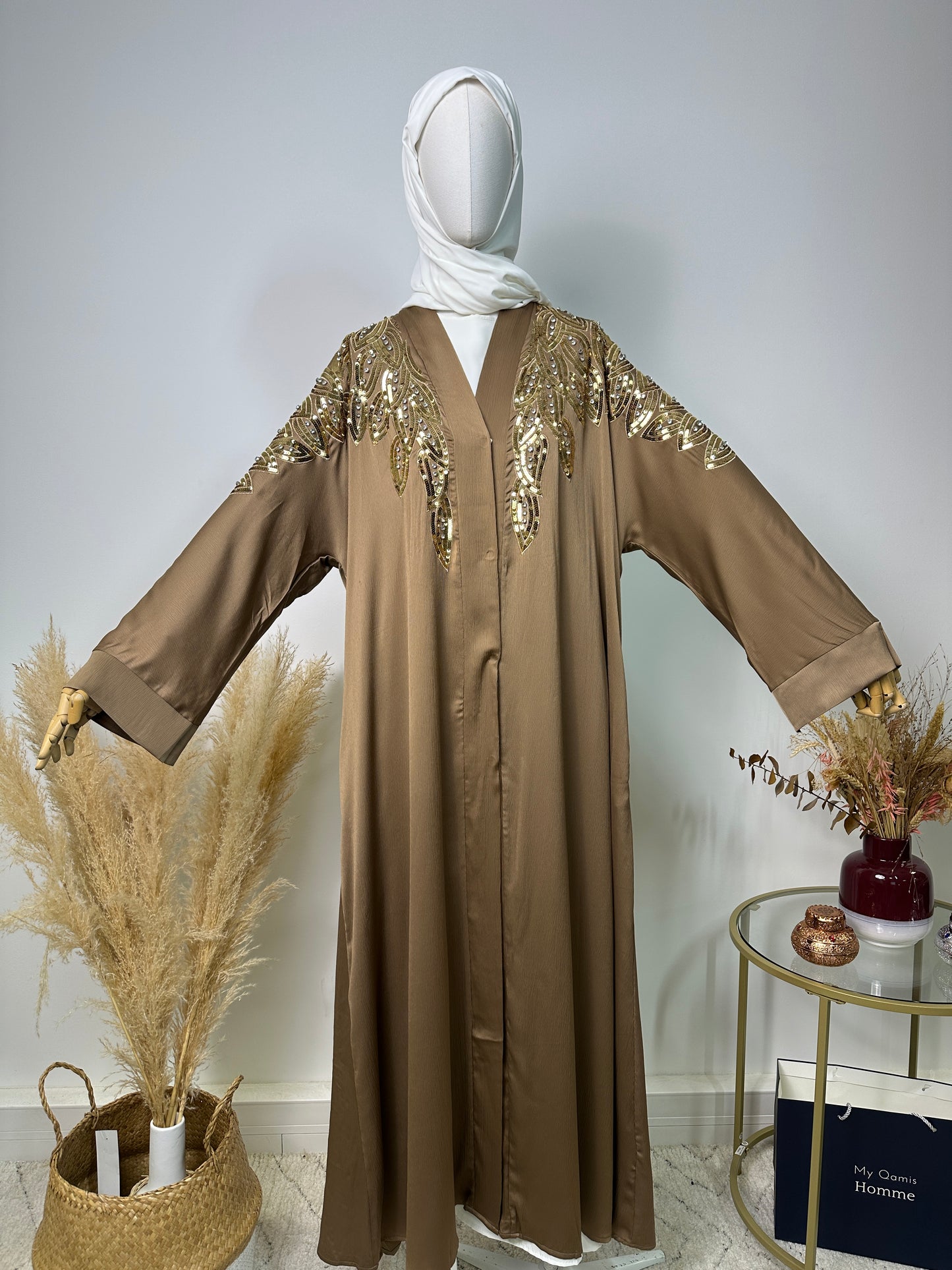 Abaya Kimono Amani - Luxury Collection - Abaya haut de gamme - Taupe ...