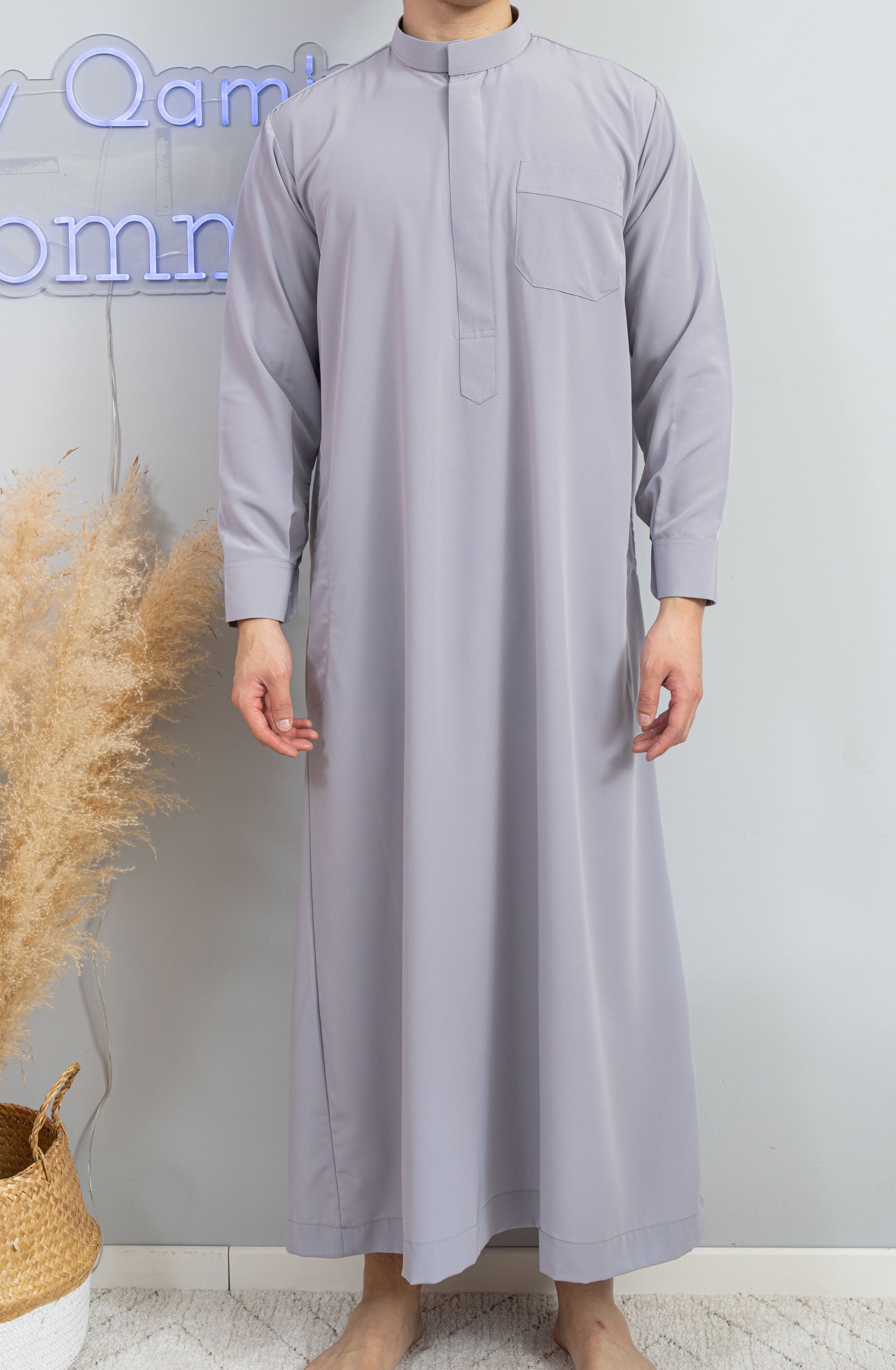 Qamis Saoudien gris Premium - Manchettes rigides – My Qamis Homme