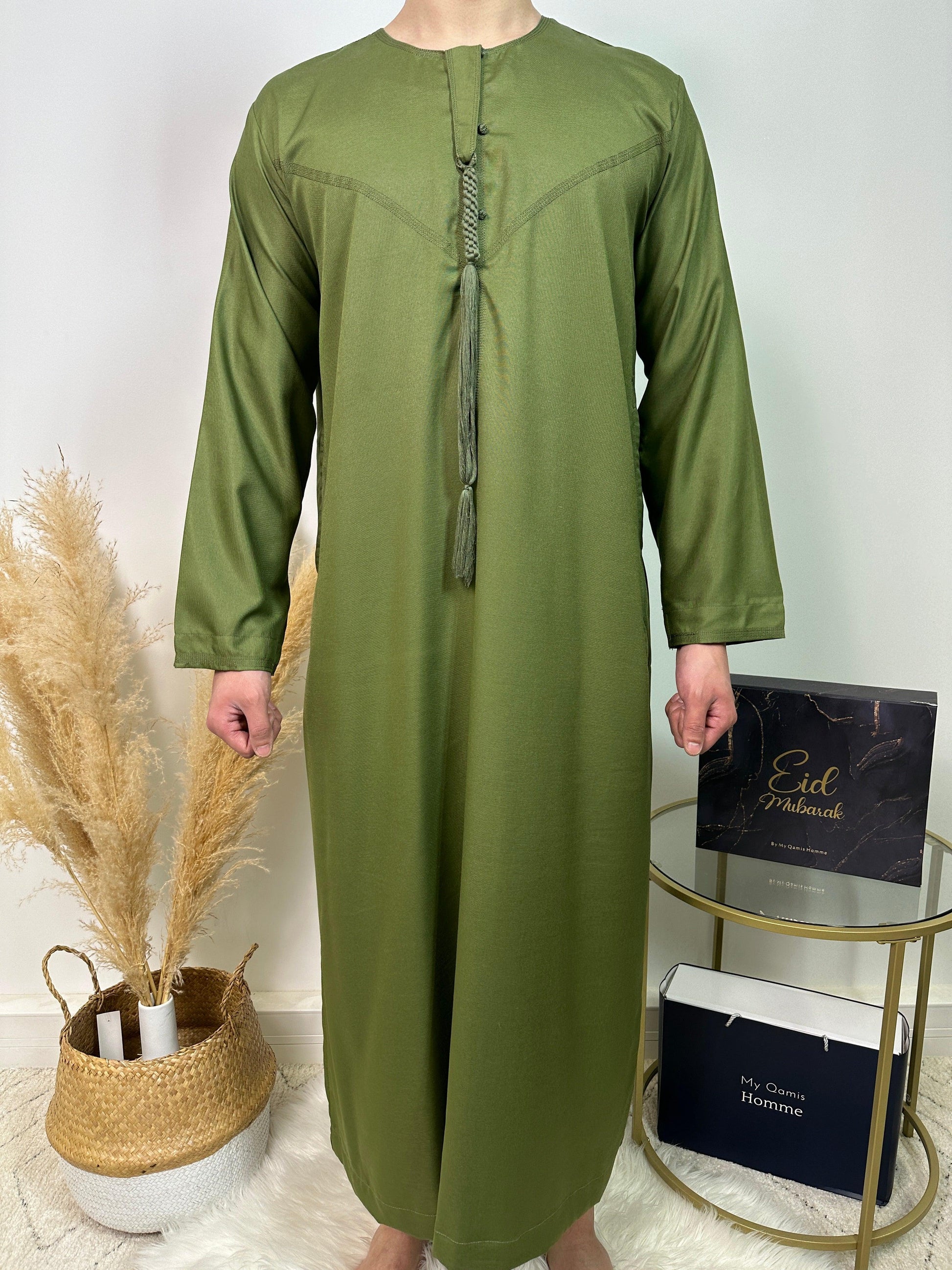 Qamis Dubai - Vert Kaki - Al Emad – My Qamis Homme