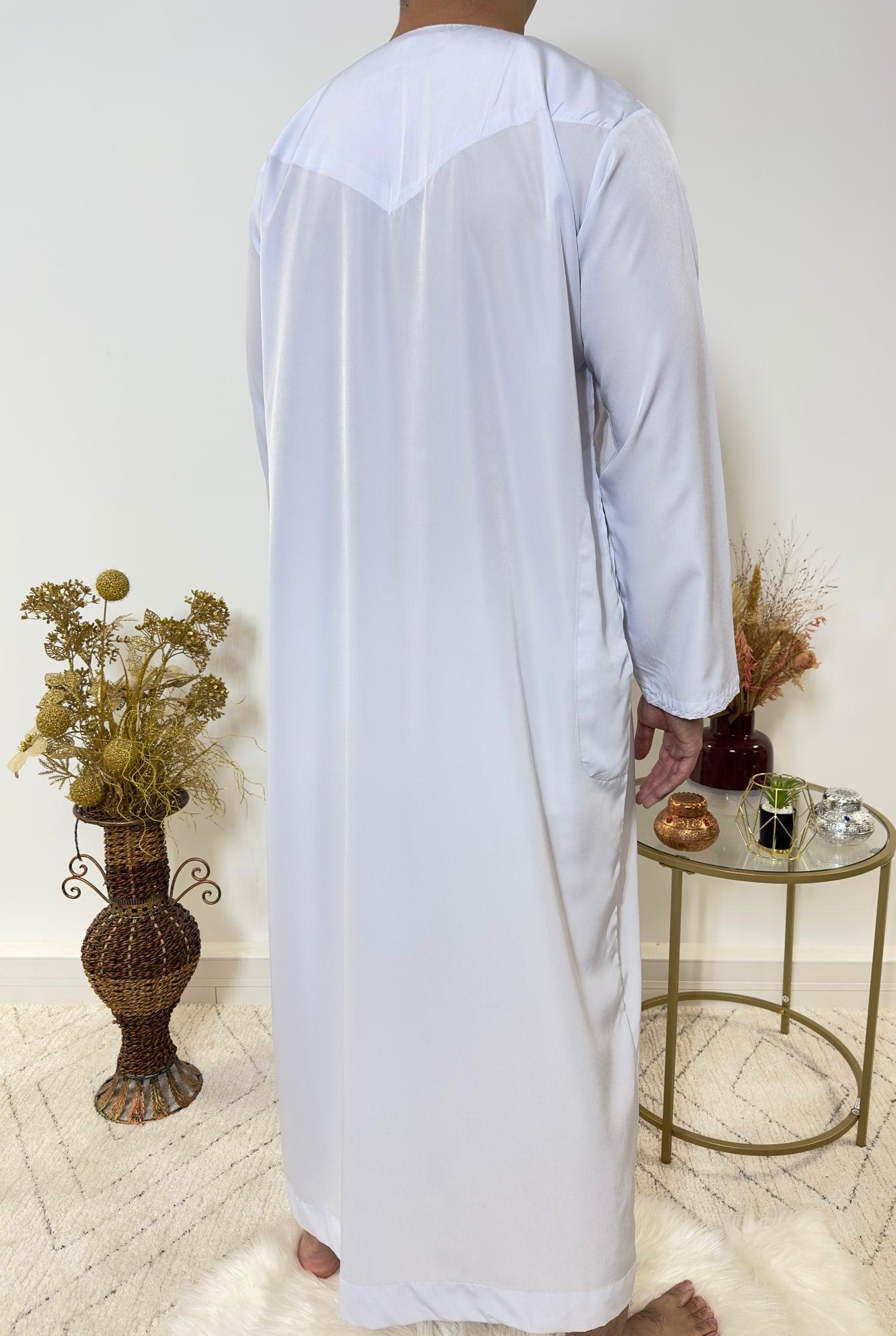 White Emirati Qamis with Tarbouche / Tie - Qamis Man – My Qamis Homme